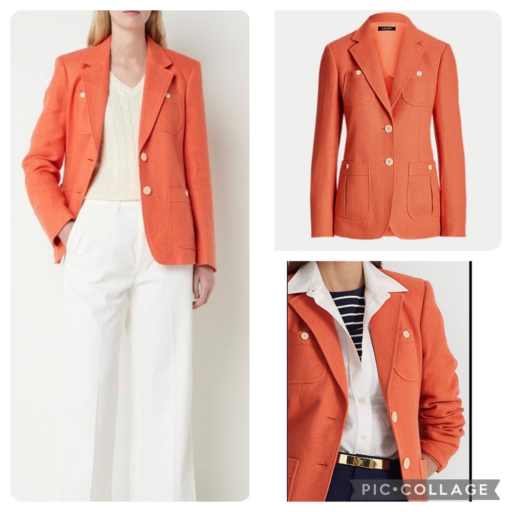 Lauren Ralph Lauren Linen-Blend Herringbone Blazer - Gem
